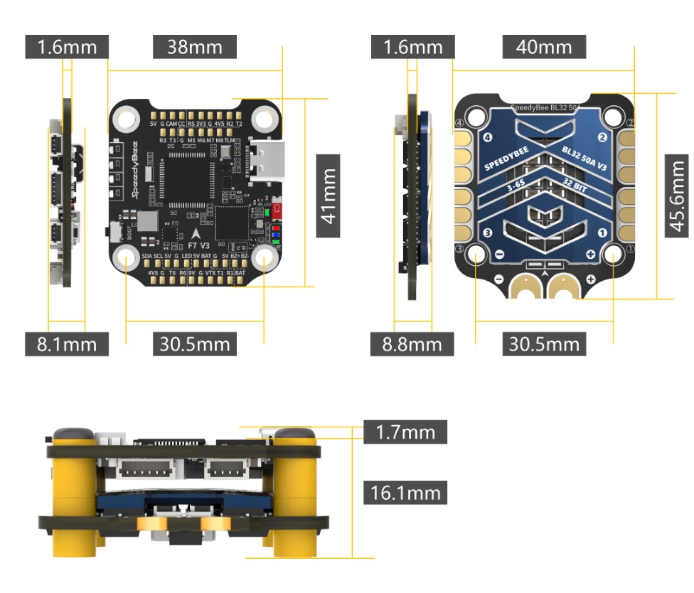 F7 V3 BL32 50A 30x30 Stack - SpeedyBee - Drone-FPV-Racer.com